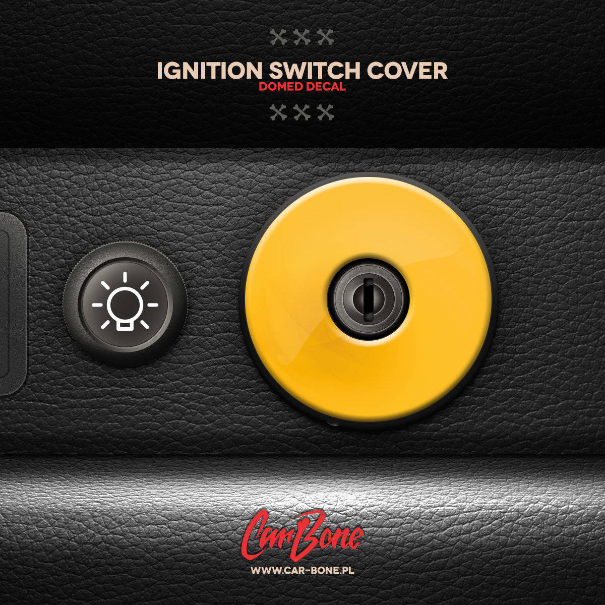 Ignition switch cover decal, plain for G-model, 964 & 993 Yellow Glossy ...
