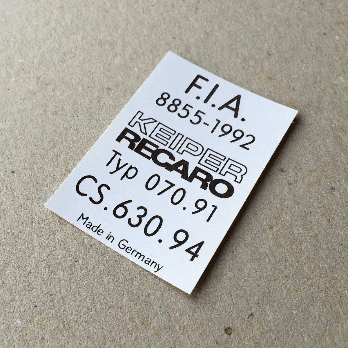 Keiper Recaro factory seats FIA sticker, 993 (1995 - 1998) - CarBone