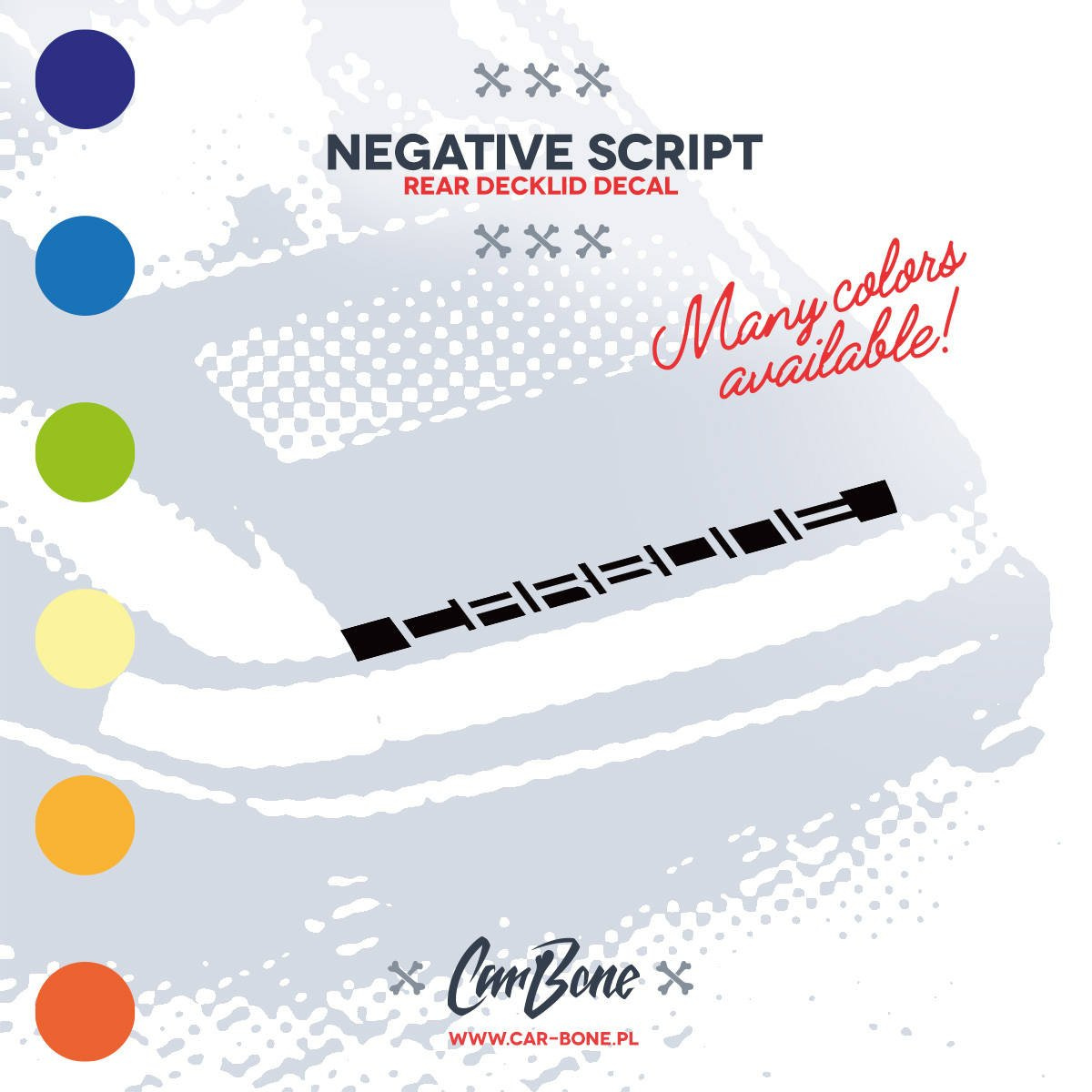 Negative Square Script Rear Decklid Decals Red Glossy - CarBone