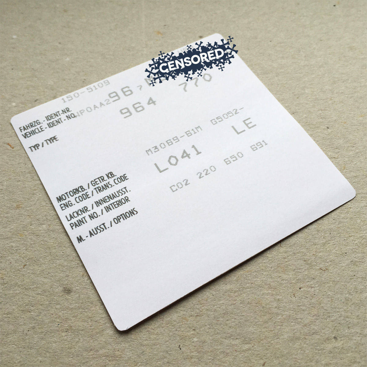 Under hood paper sticker, 911 964/993 (1989 - 1997) Under hood - CarBone